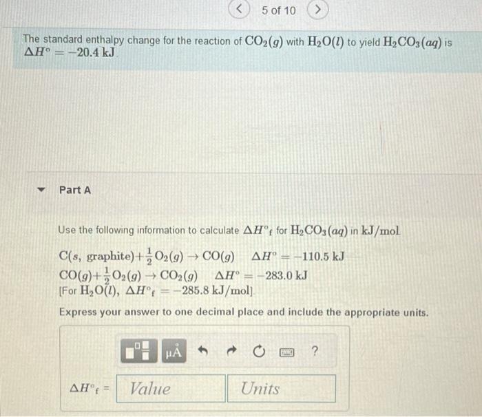 Solved The standard enthalpy change for the reaction of | Chegg.com