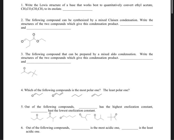 Solved 1. Write the Lewis structure of a base that works | Chegg.com