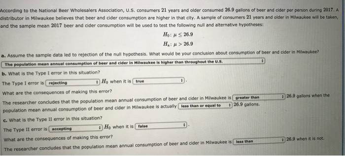 Solved According to the National Beer Wholesalers | Chegg.com