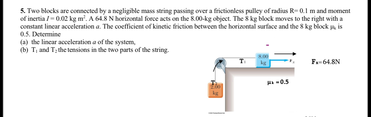 Solved Two blocks are connected by a negligible mass string | Chegg.com