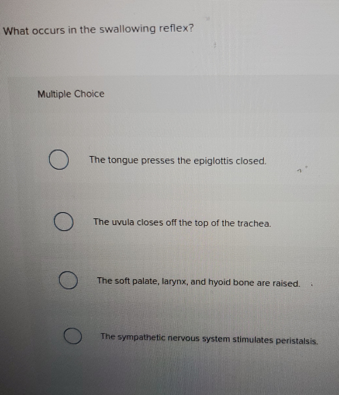 Solved What occurs in the swallowing reflex?Multiple | Chegg.com