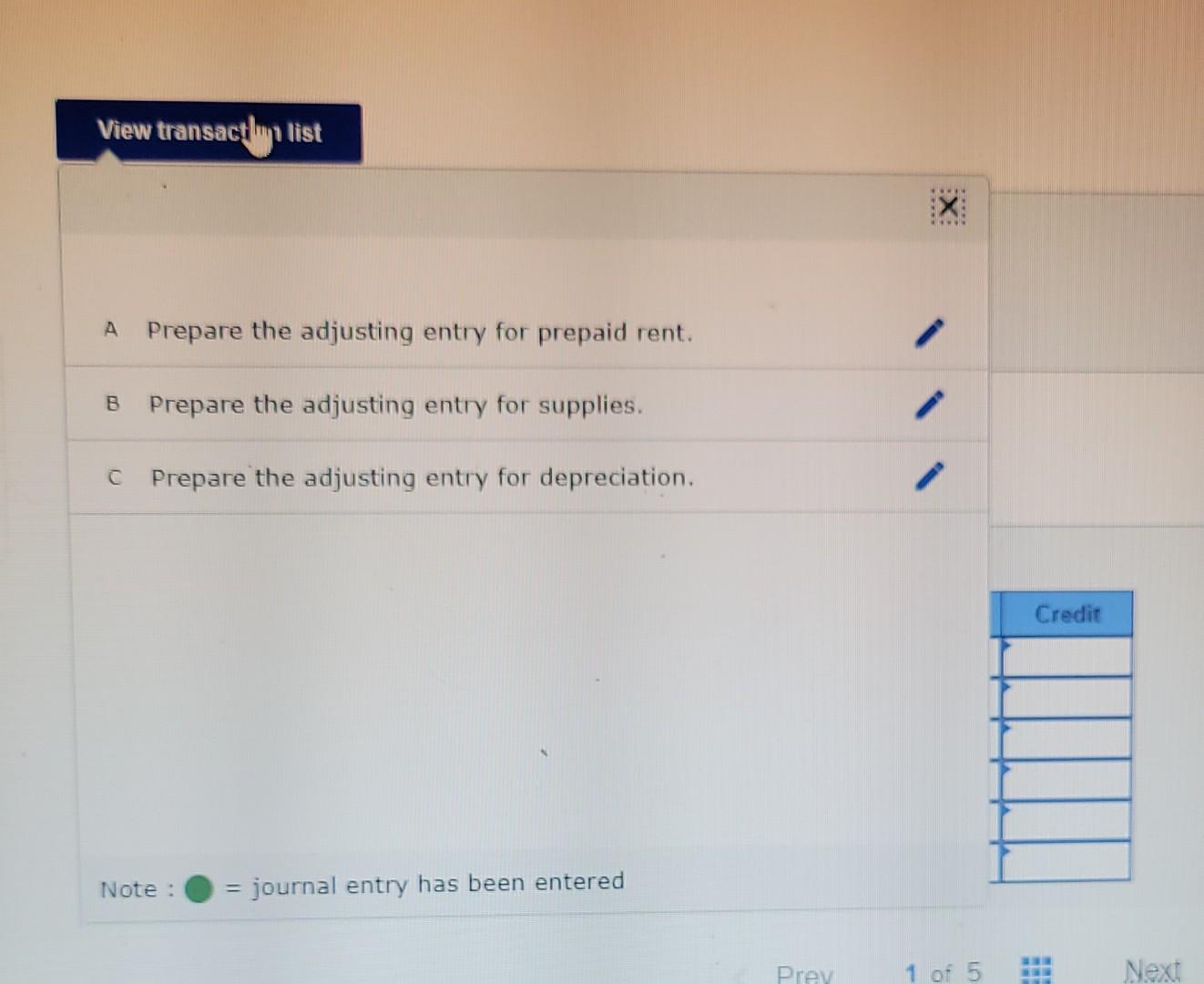 Solved A Prepare the adjusting entry for prepaid rent. B | Chegg.com