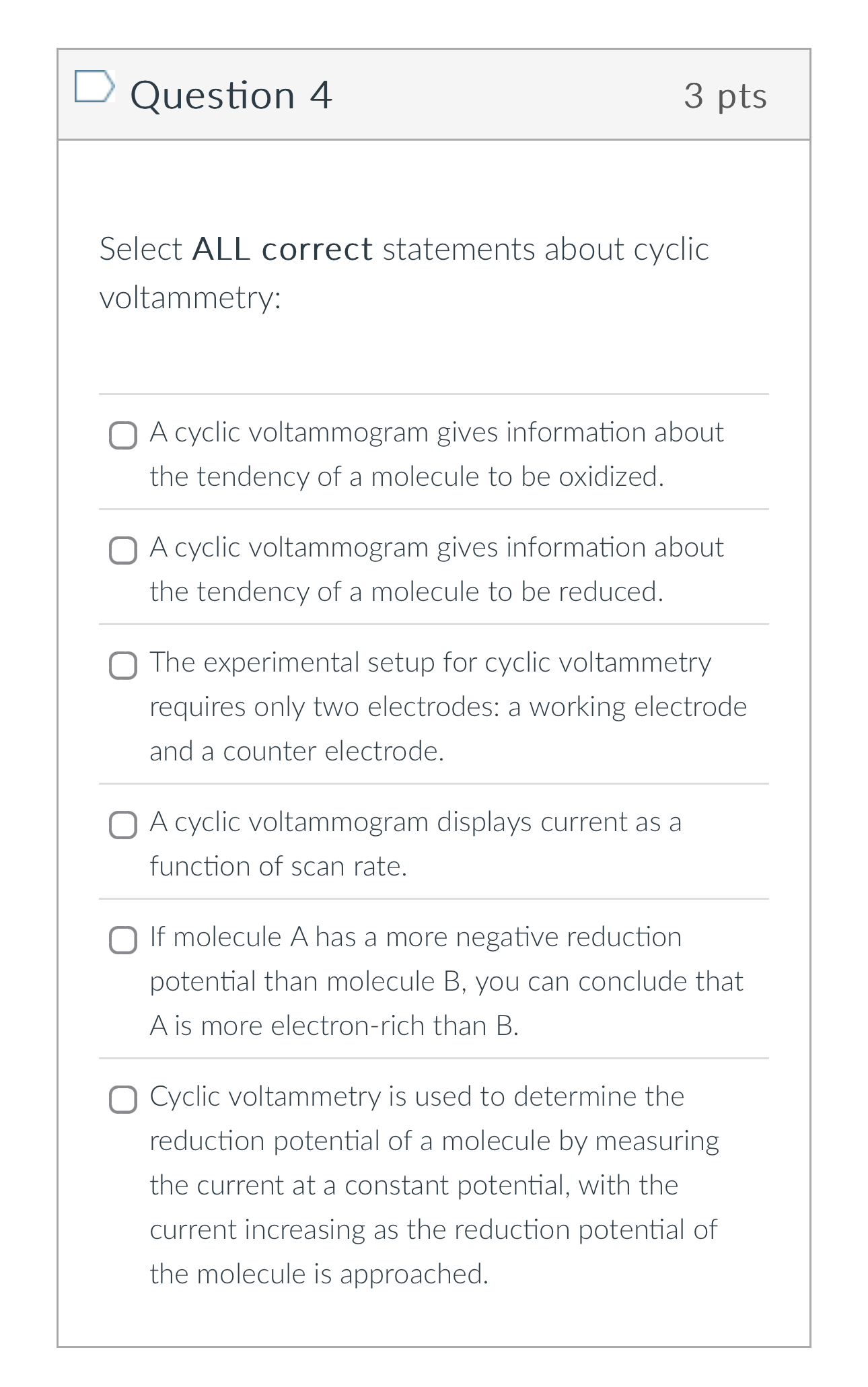 Solved Question 43 ﻿ptsSelect ALL correct statements about | Chegg.com