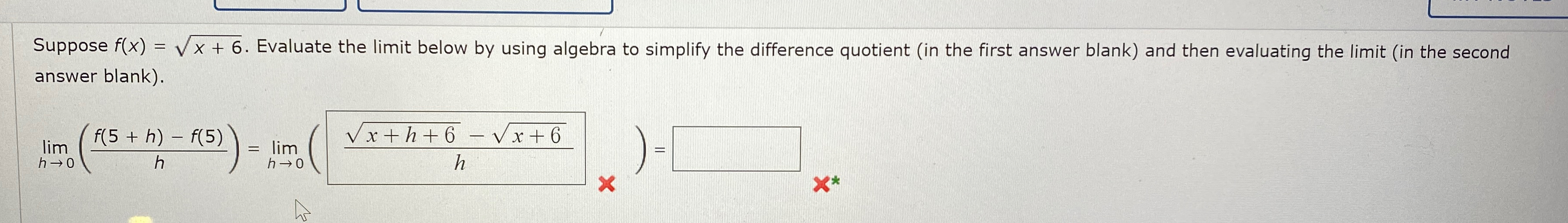 Solved Suppose f(x)=x+62. ﻿Evaluate the limit below by using | Chegg.com
