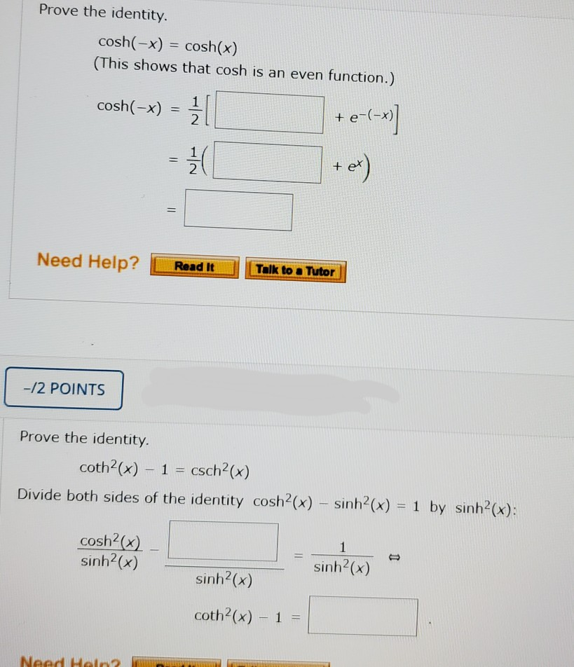 Solved Prove the identity. cosh(-x) = cosh(x) (This shows | Chegg.com