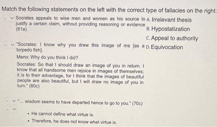 Match the following statements on the left with the | Chegg.com