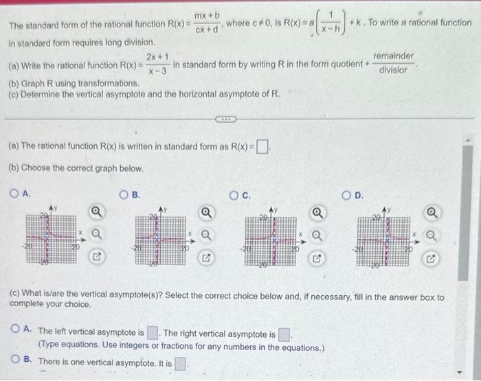 Solved The standard form of the rational function | Chegg.com