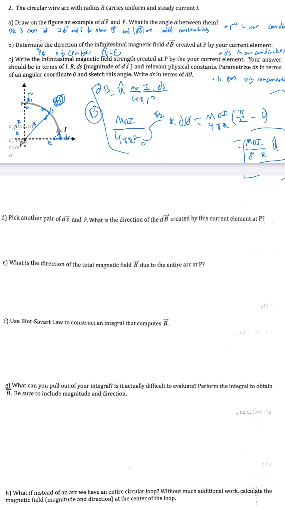 Solved The circular wire arc with radius R ﻿carries uniform | Chegg.com