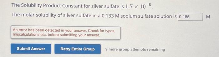 Solved The Solubility Product Constant for silver sulfate is | Chegg.com
