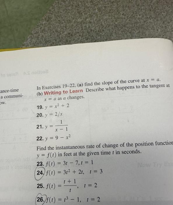 Solved In Exercises 19-22, (a) find the slope of the curve | Chegg.com