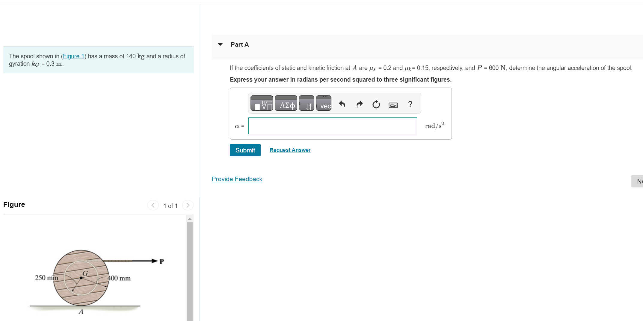 Solved The spool shown in (Figure 1) ﻿has a mass of 140kg | Chegg.com