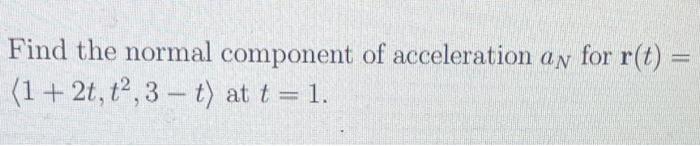Solved Find The Normal Component Of Acceleration An For