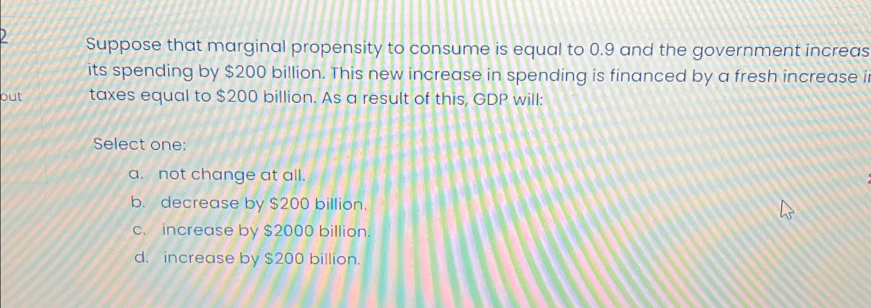 Solved Suppose that marginal propensity to consume is equal | Chegg.com