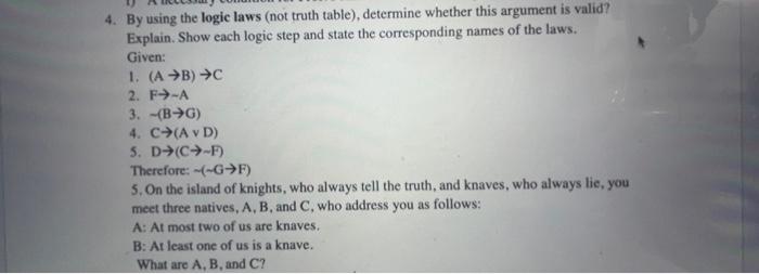 Solved 4. By using the logic laws (not truth table), | Chegg.com