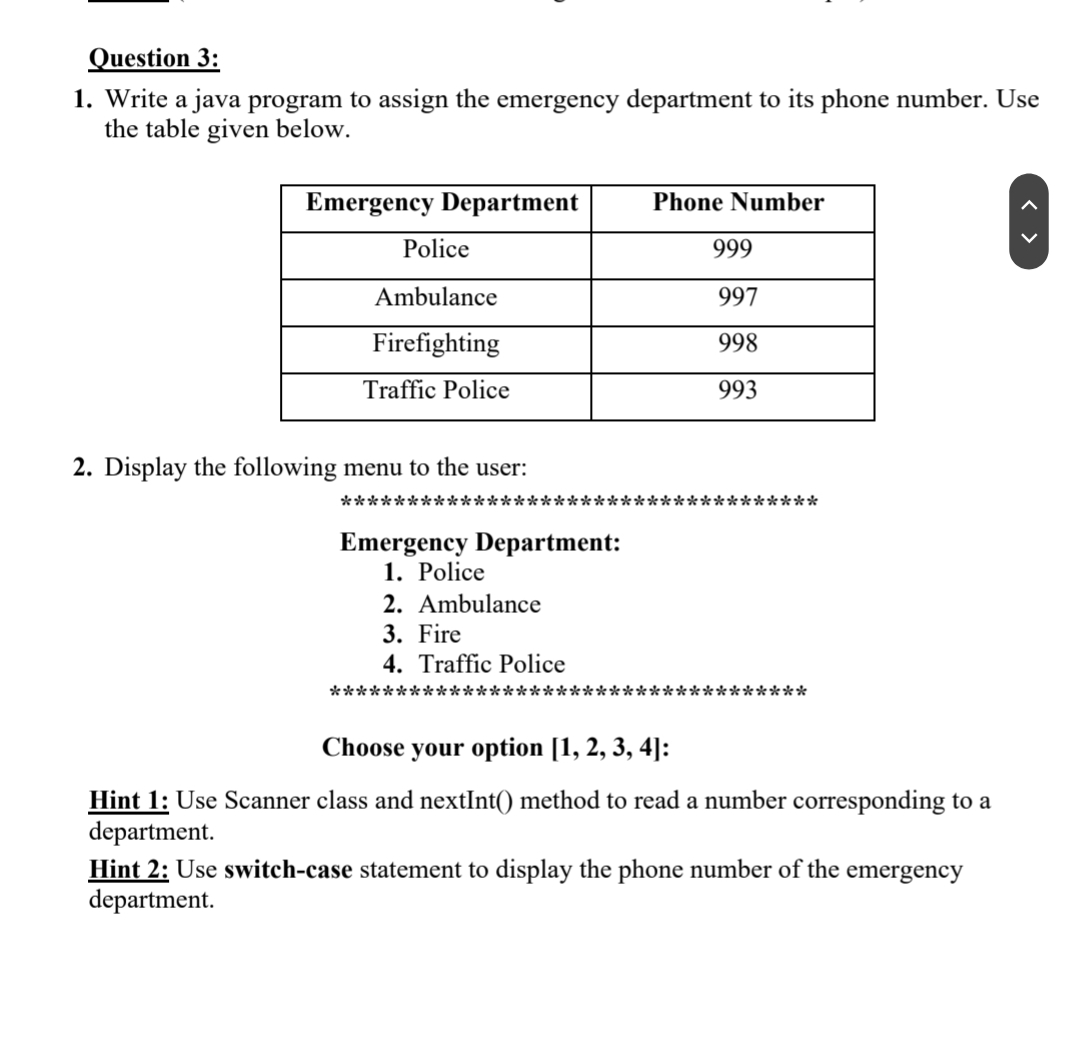 Solved Question 3:Write a java program to assign the | Chegg.com