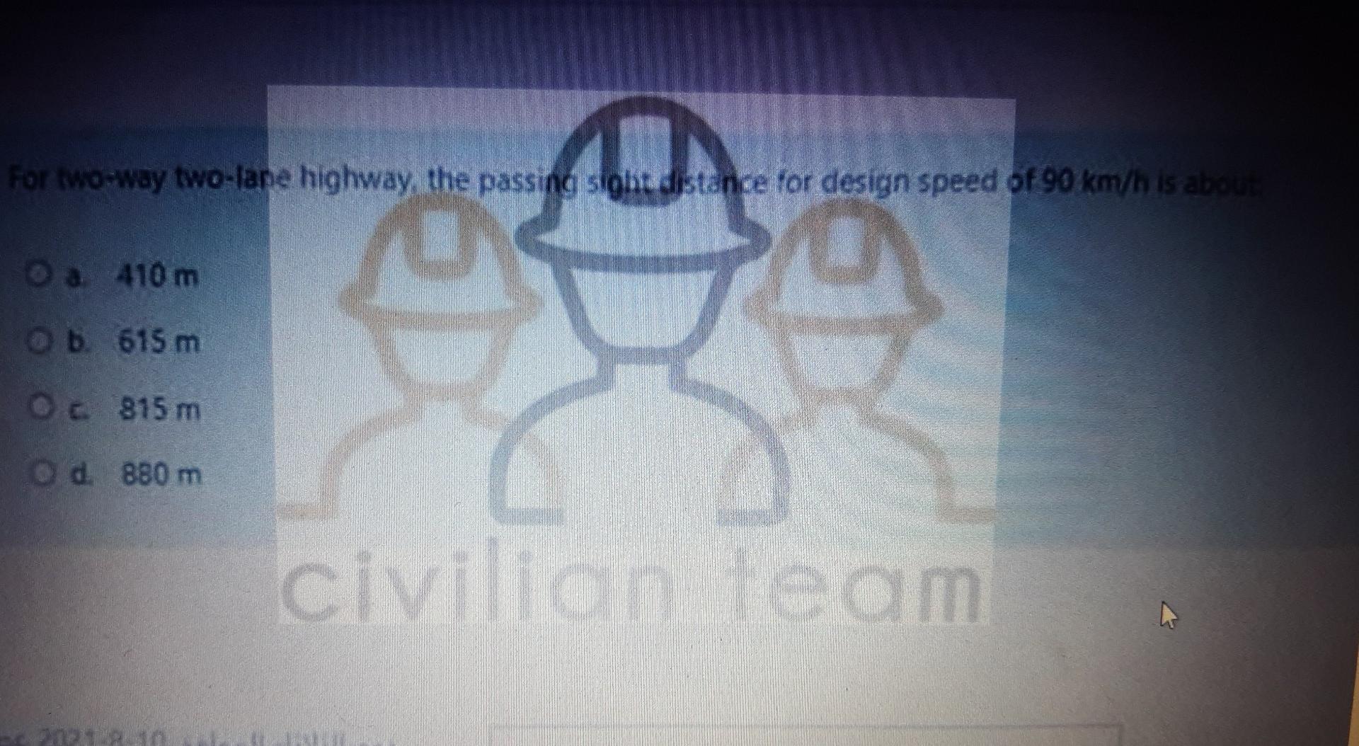 Solved For two-way two-lane highway, the passing sight | Chegg.com