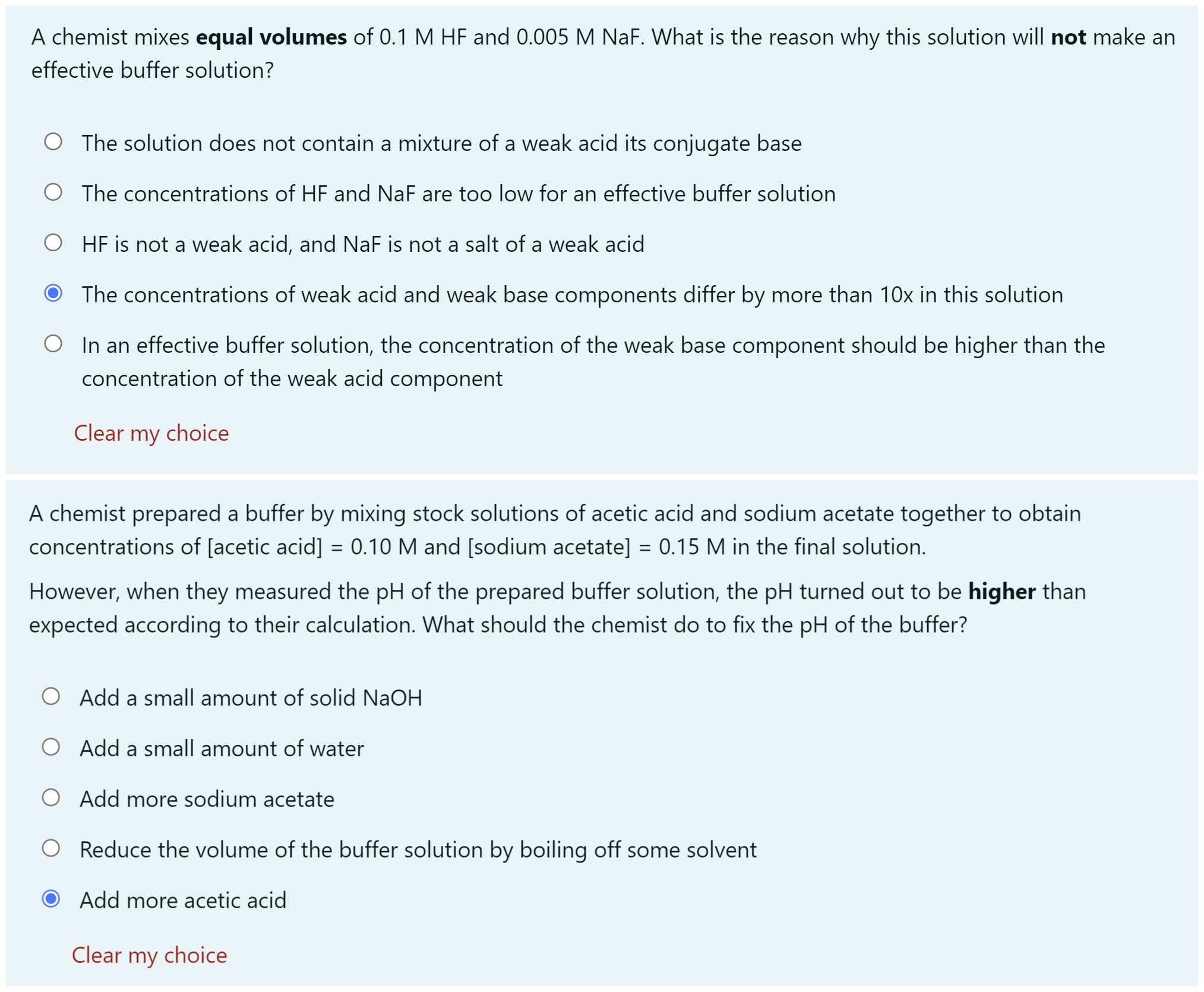 Solved A chemist prepared a buffer by mixing stock solutions | Chegg.com