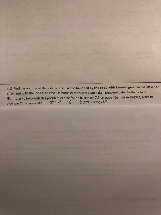 Solved (2) Find the volume of the solid whose base is | Chegg.com