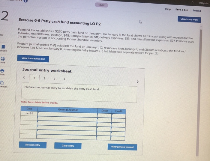 Solved mework * Inco Saved Help Save & Exit Submit Check my | Chegg.com
