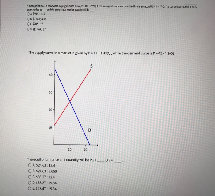 Solved monopolist faces a downward sloping demand curve, P | Chegg.com