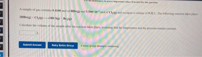Solved A sample of gas contains 0.1300 mol of HC (2) and | Chegg.com