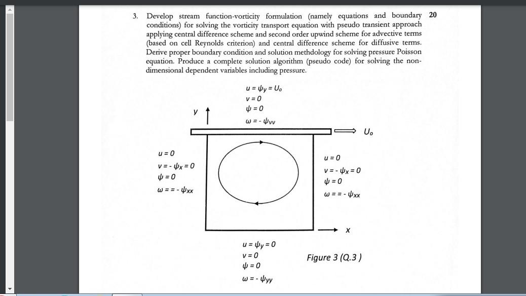 Solved 3 Develop Stream Function Vorticity Formulation