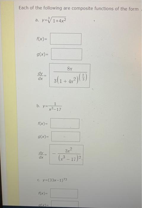 Solved Each of the following are composite functions of the | Chegg.com