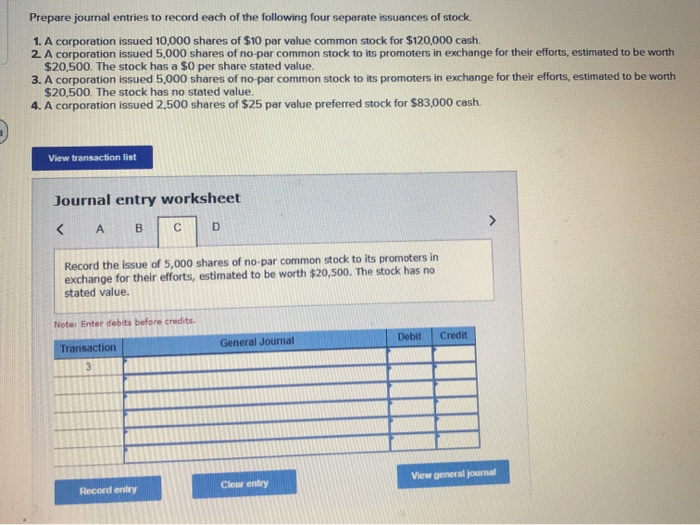 Solved Prepare journal entries to record each of the | Chegg.com