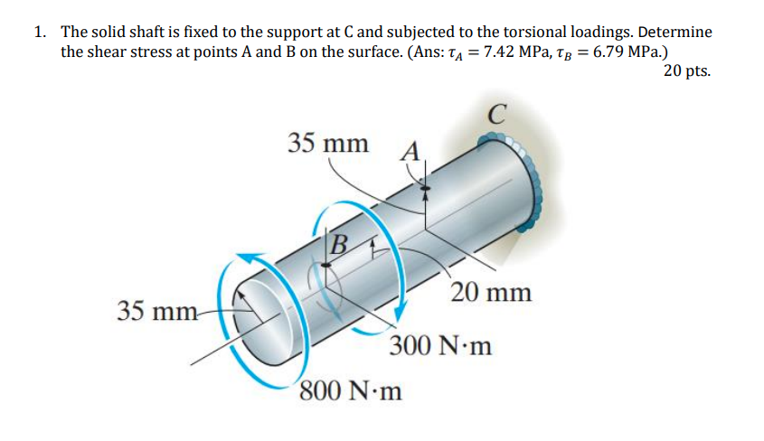 Solved The solid shaft is ﻿fixed to ﻿the support at C ﻿and | Chegg.com