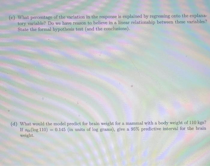 Solved The following questions pertain to a regression model | Chegg.com