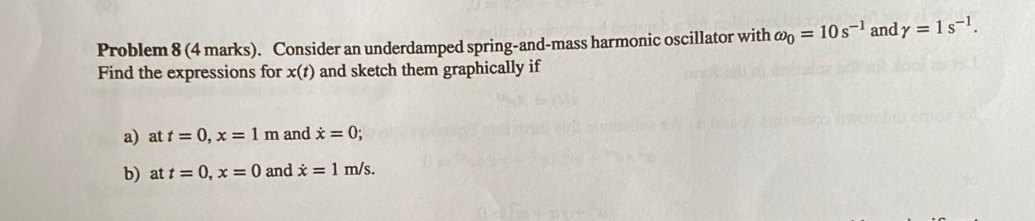 Solved Problem 8 (4 ﻿marks). ﻿Consider an underdamped | Chegg.com