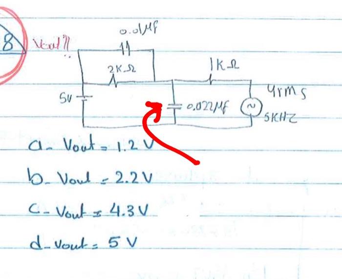 Solved find the voltage across the capacitor marked in red. | Chegg.com