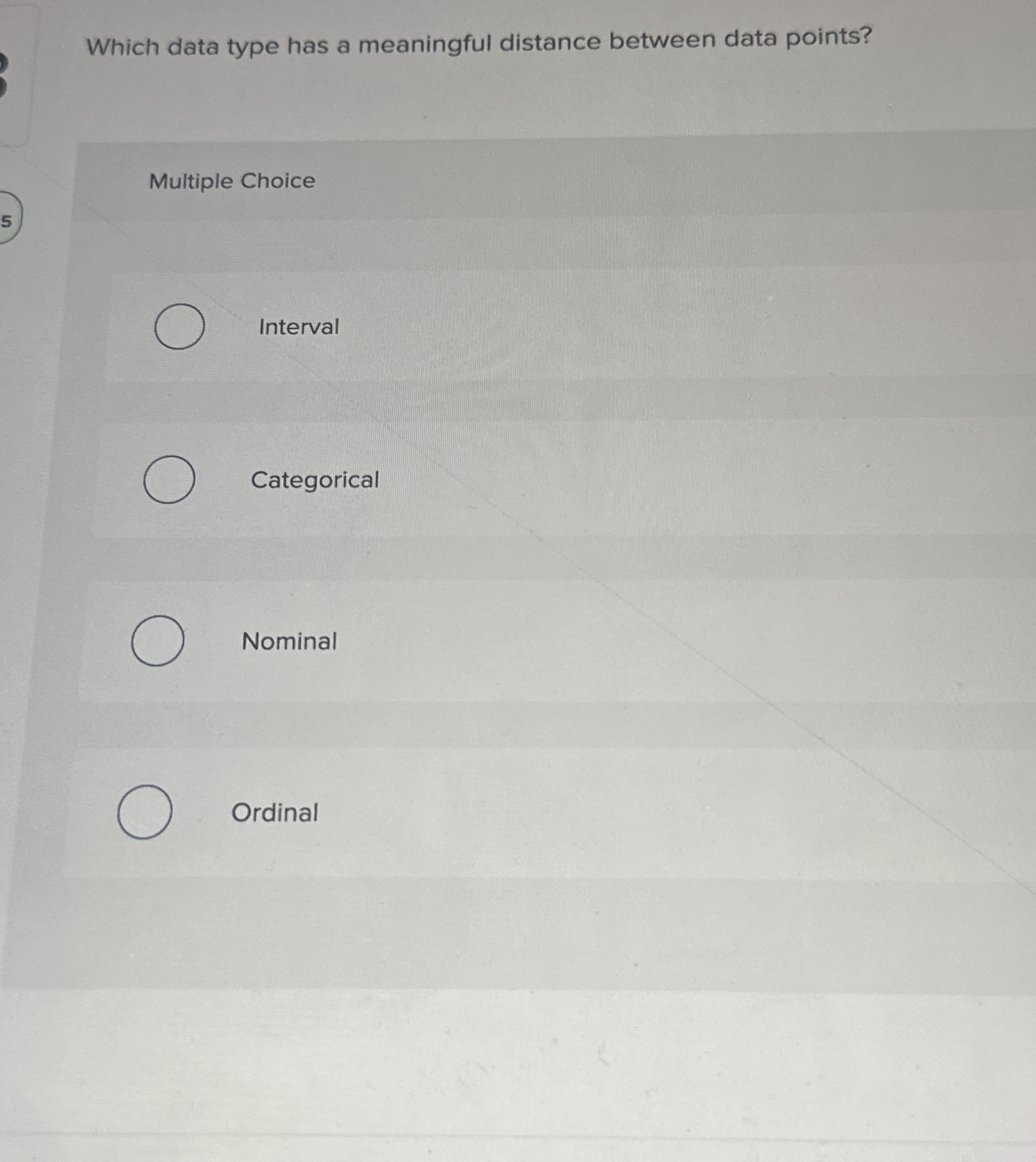 Solved Which data type has a meaningful distance between | Chegg.com