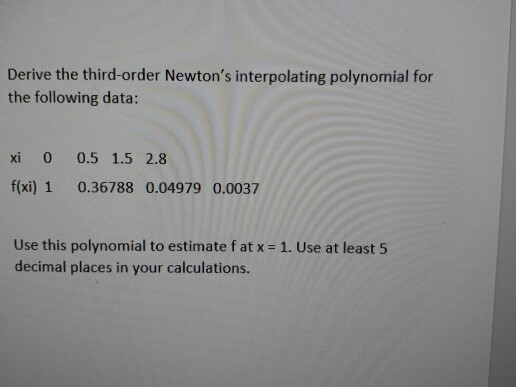 Solved Derive the third-order Newton's interpolating | Chegg.com