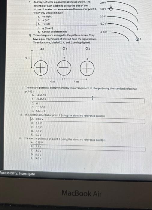 Solved PLEASE EXPLAIN! 1) An image of some equipotential | Chegg.com