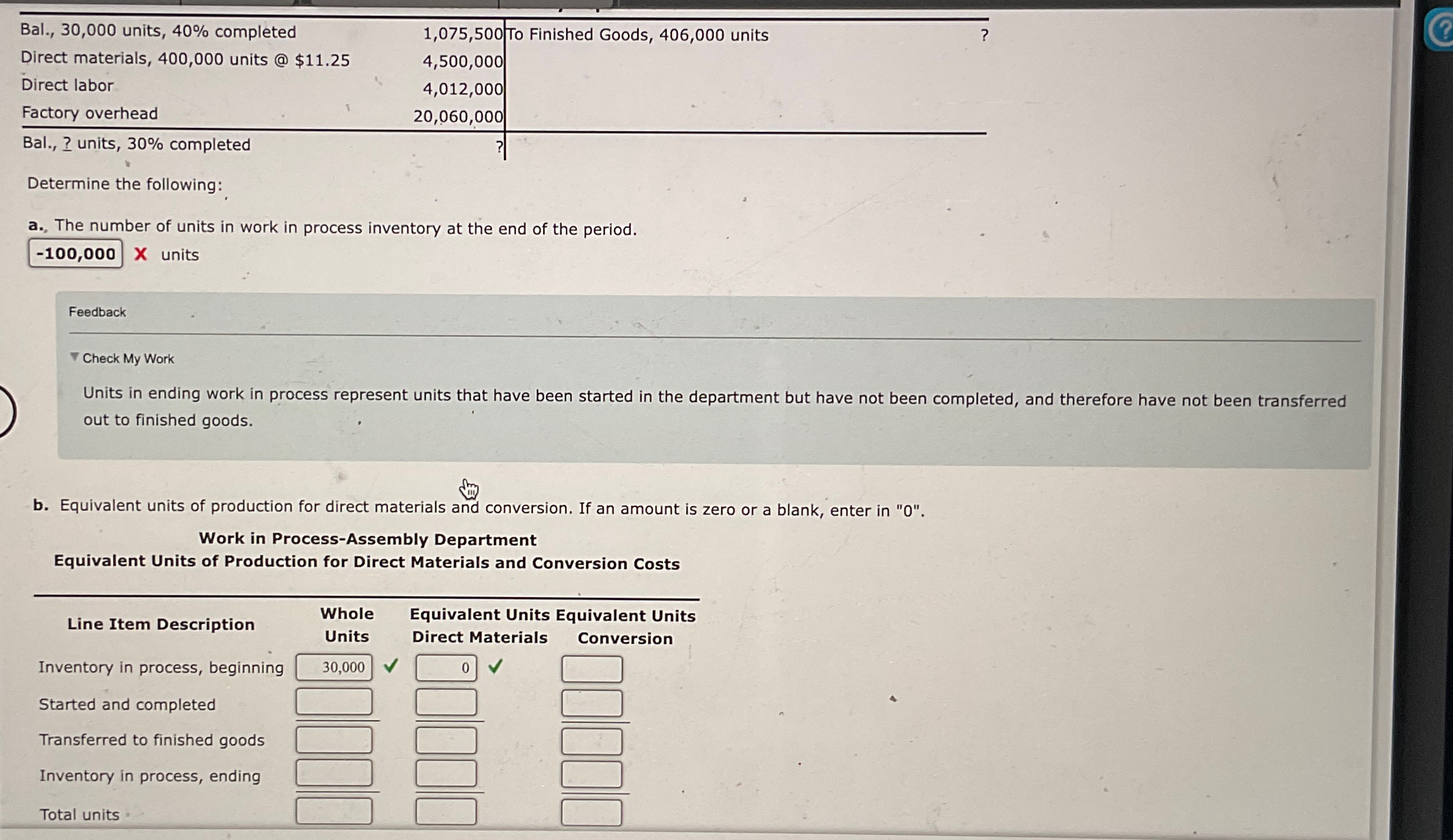 Solved \table[[Bal., 30,000 ﻿units, 40% | Chegg.com