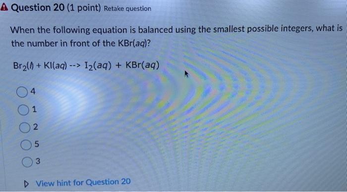 Solved When the following equation is balanced using the | Chegg.com