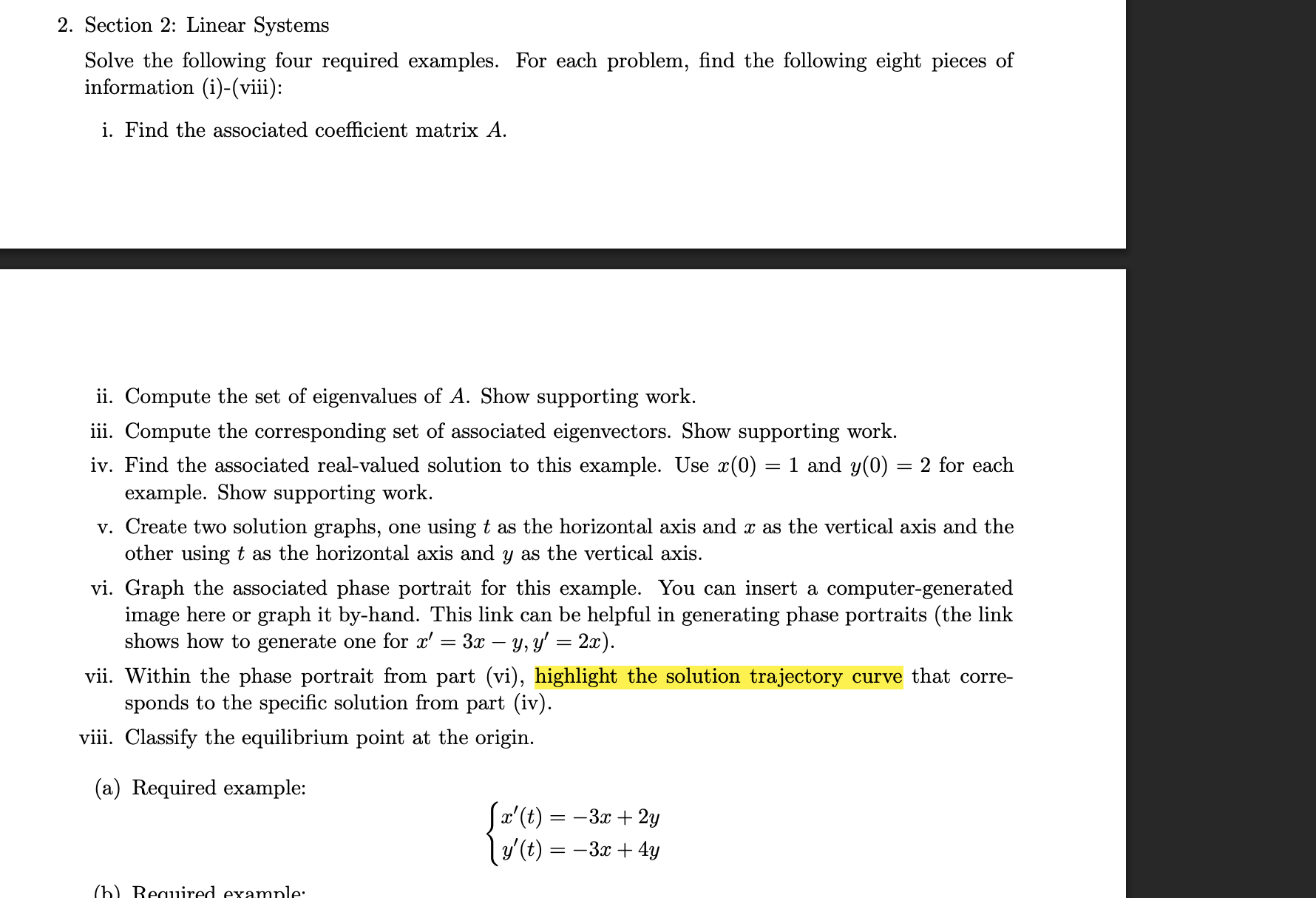 Solved 2. ﻿Section 2: Linear Systems Solve the following | Chegg.com