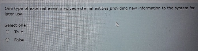 Solved One type of external event involves external entities | Chegg.com