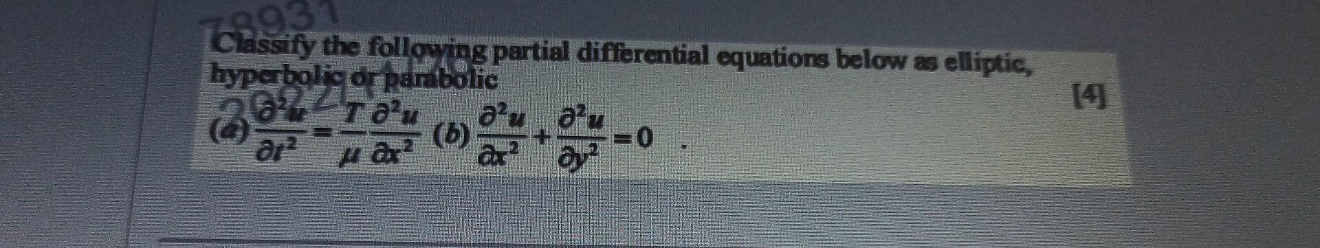 Solved Classify the following partial differential equations | Chegg.com