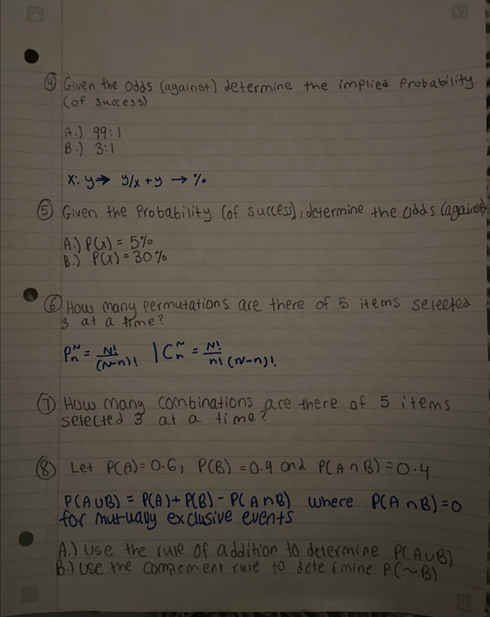 Solved (4) ﻿Given the odds (against) ﻿determine the implied | Chegg.com