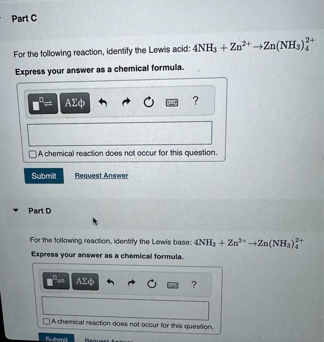 Solved For the following reaction, identify the Lewis acid: | Chegg.com