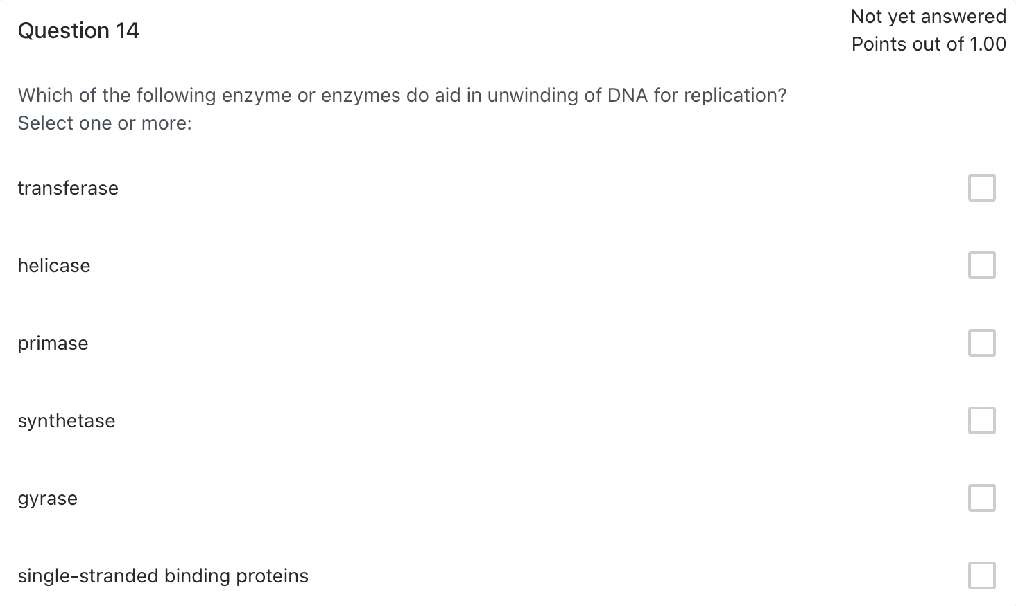 Solved Question 14Which of the following enzyme or enzymes | Chegg.com