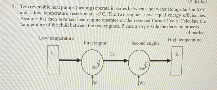 Solved 4. Two reversible heat pumps (heating) operate in | Chegg.com