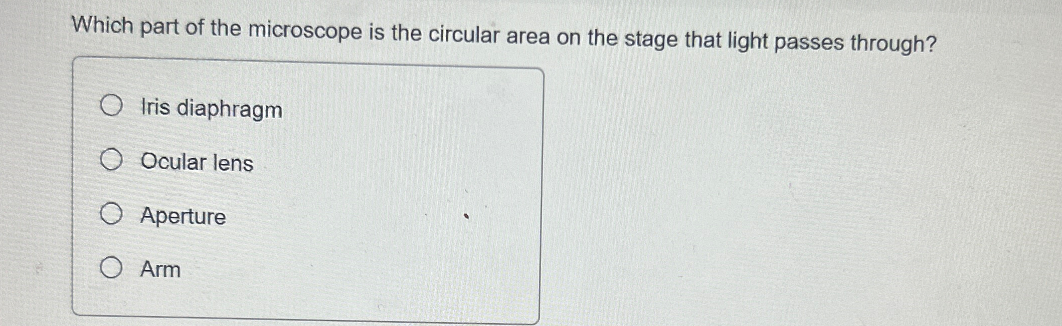 Solved Which part of the microscope is the circular area on | Chegg.com