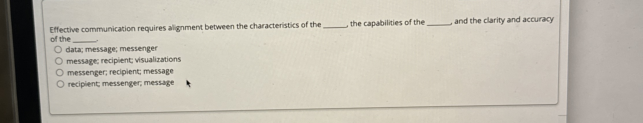 Solved Effective communication requires alignment between | Chegg.com