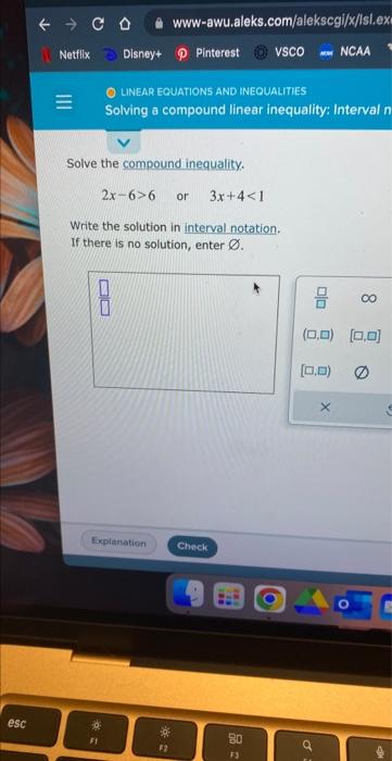 Solved Solve the compound inequality. 2x−6>6 or 3x+4