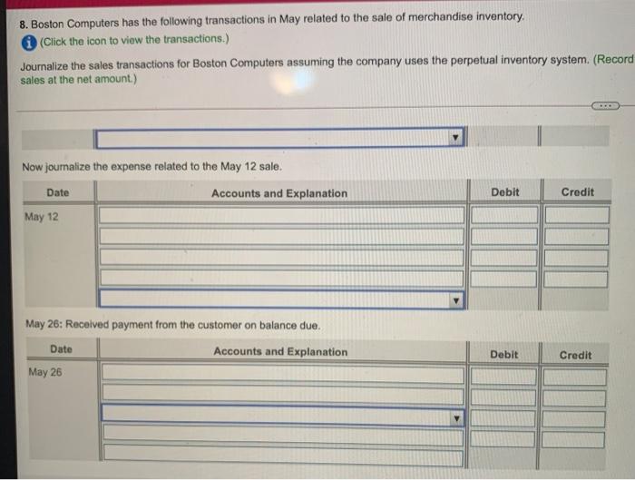 Solved 8. Boston Computers has the following transactions in | Chegg.com