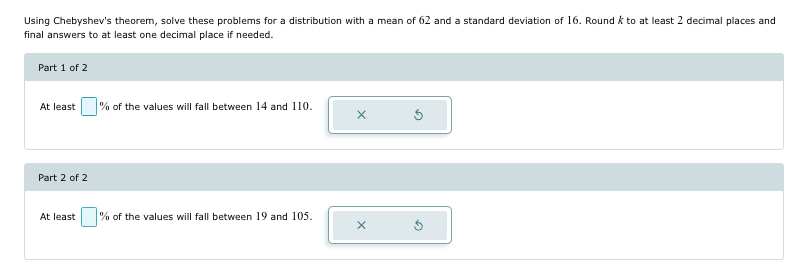 Solved Using Chebyshev's theorem, solve these problems for a | Chegg.com