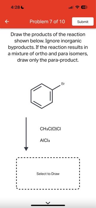 Solved Draw the products of the reaction shown below. Ignore | Chegg.com